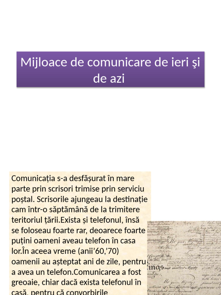 Mijloace de Comunicare de Ieri Şi de Azi | PDF