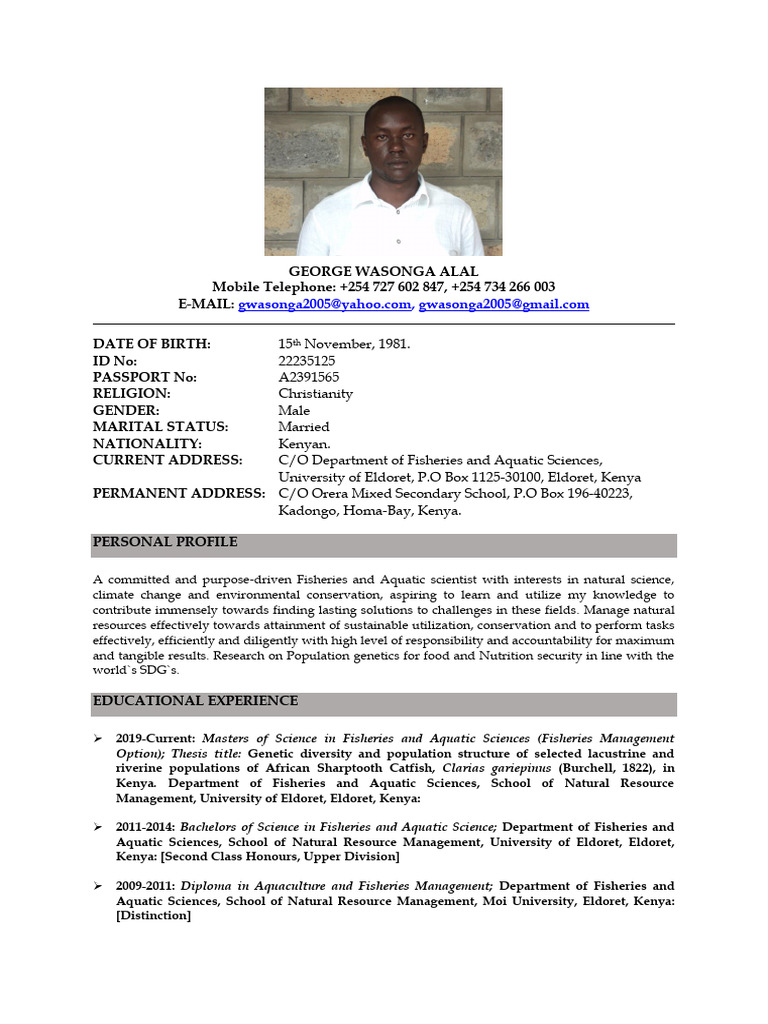George Wasonga Alal Cv-2022 | PDF