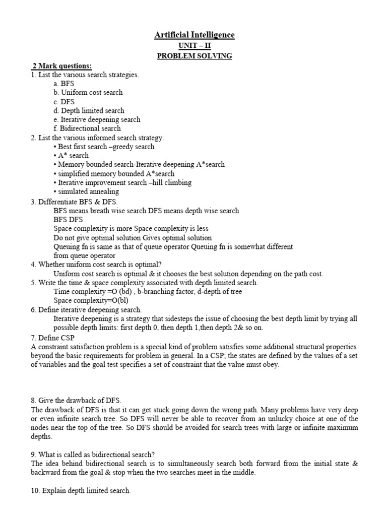 AI UNIT - II and III | PDF