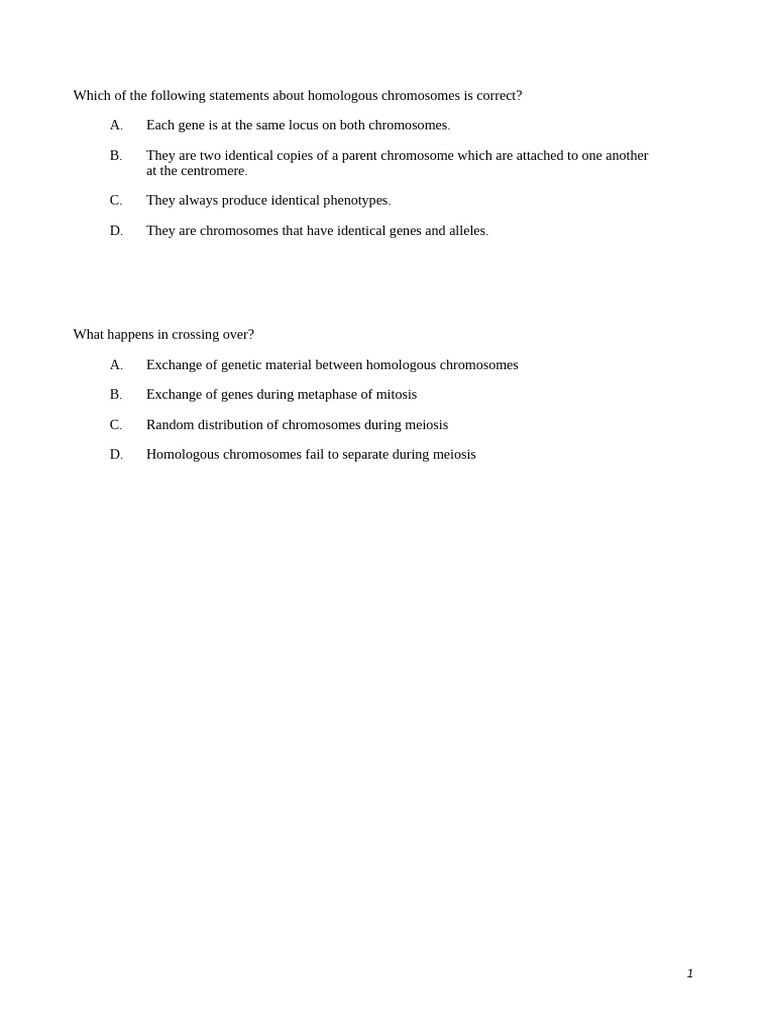G10 Bio Genetics Practice Questions | PDF