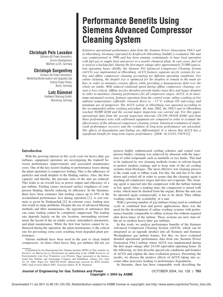 Compressor Washing | PDF | Gas Turbine | Gas Compressor