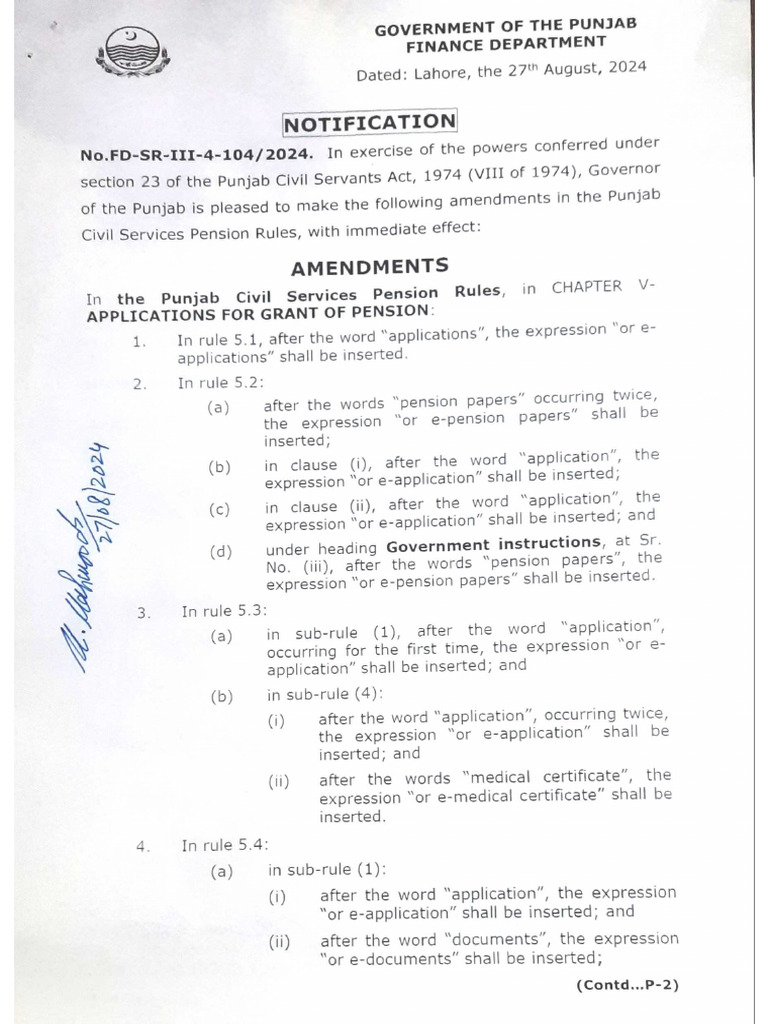 Amendment in Pension Rules | PDF