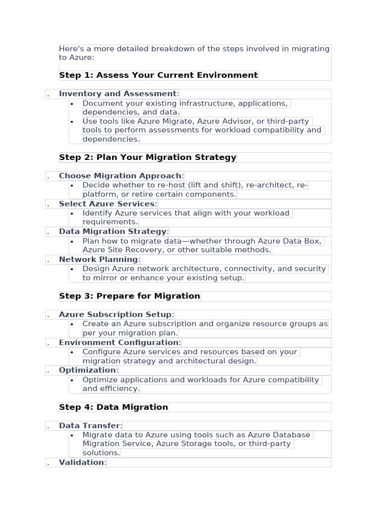 Azure Migration Step-by-Step Guide | PDF | Microsoft Azure | Technology ...