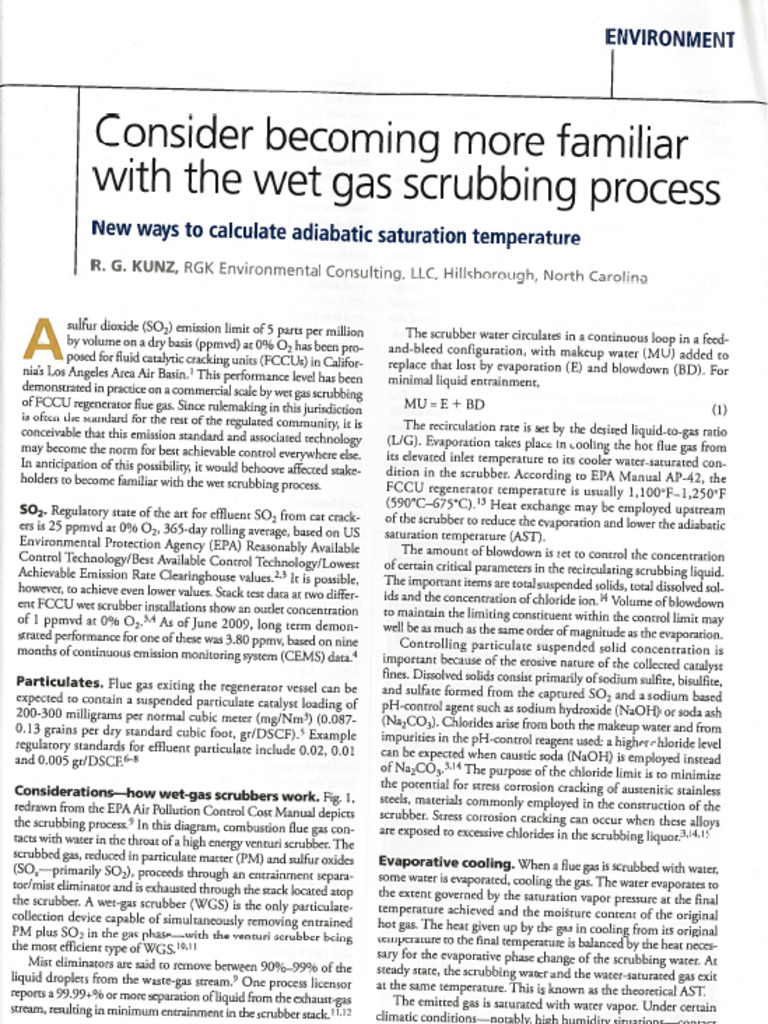 Consider Becoming More Familiar With The Wet Gas Scrubbing Process | PDF