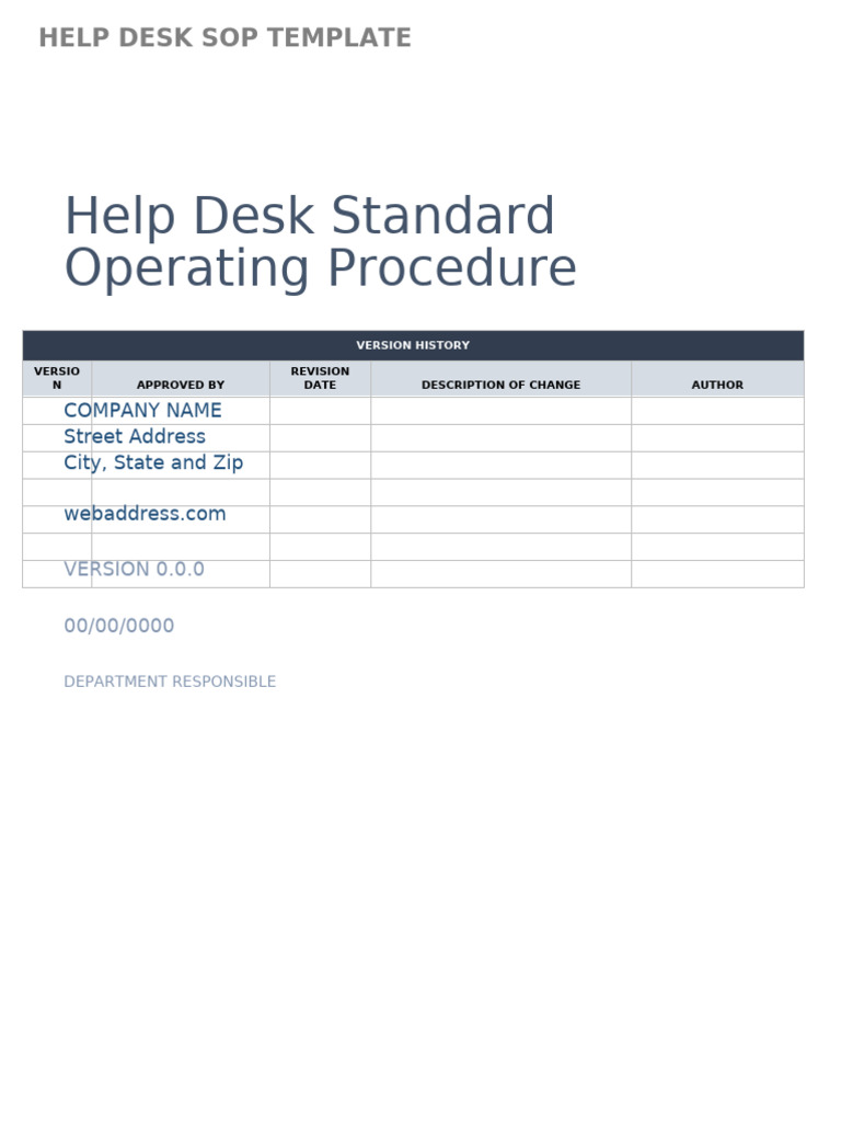 IC Help Desk SOP Template 9254 | PDF