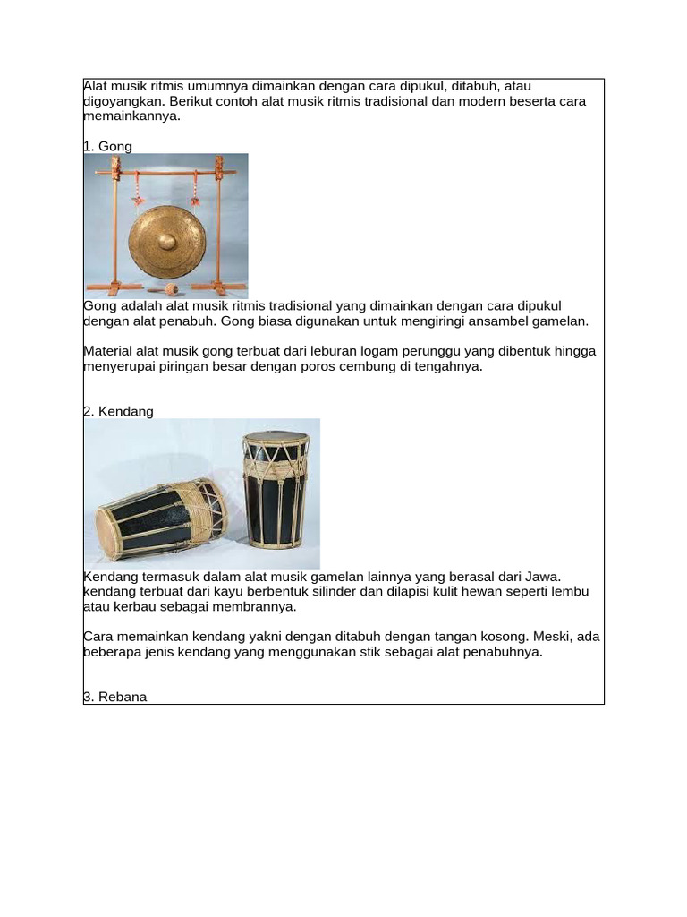 Alat Musik Ritmis Umumnya Dimainkan Dengan Cara Dipukul | PDF