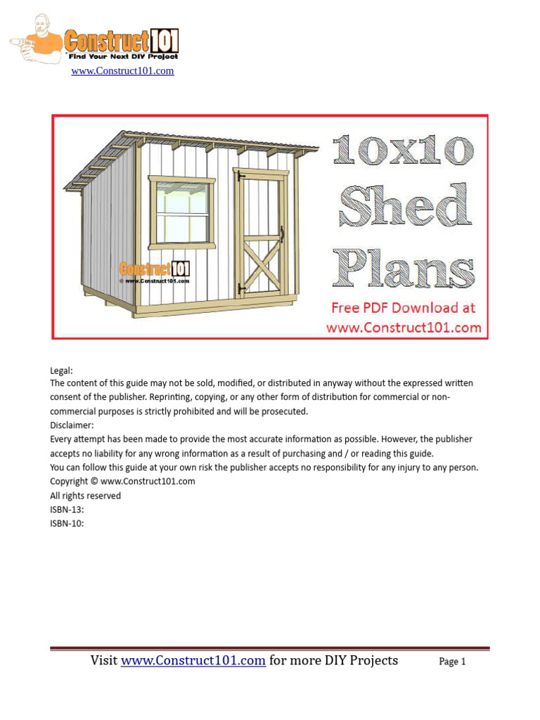 10x10 Lean To Shed Plans | PDF