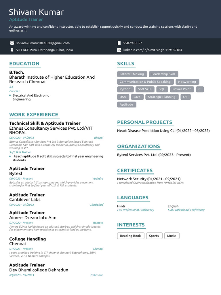 Shivam's Resume | PDF