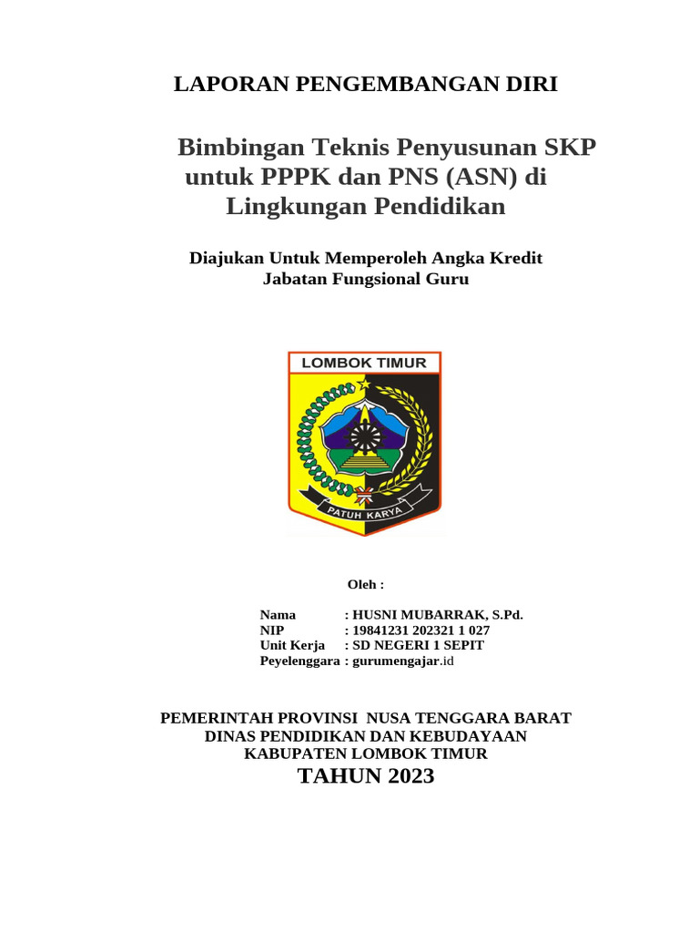 Contoh Laporan Pengembangan Diri BIMTEK SKP | PDF
