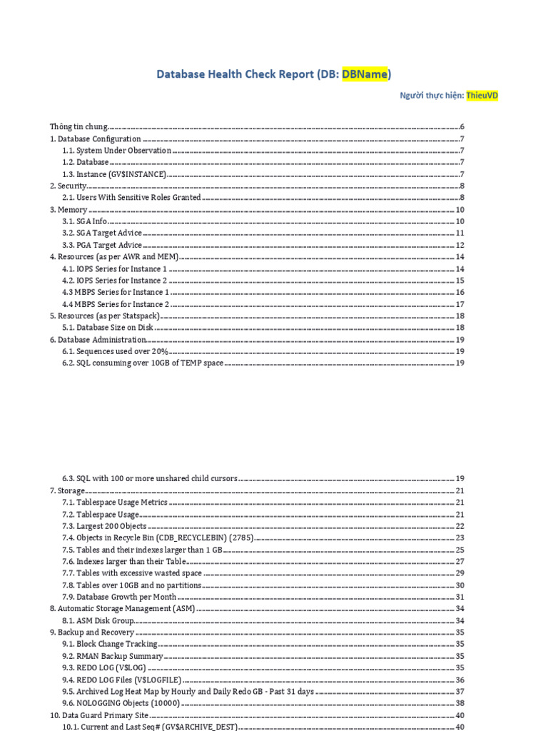 Database Health Check | PDF