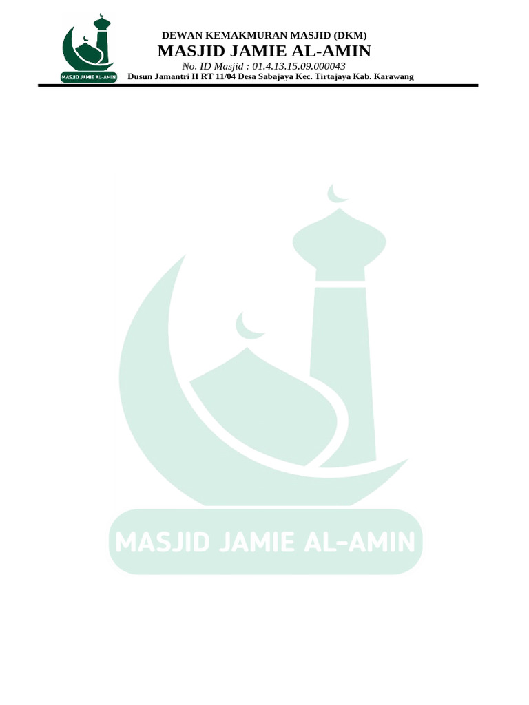 Kop Surat Masjid Jamie Al-Amin | PDF