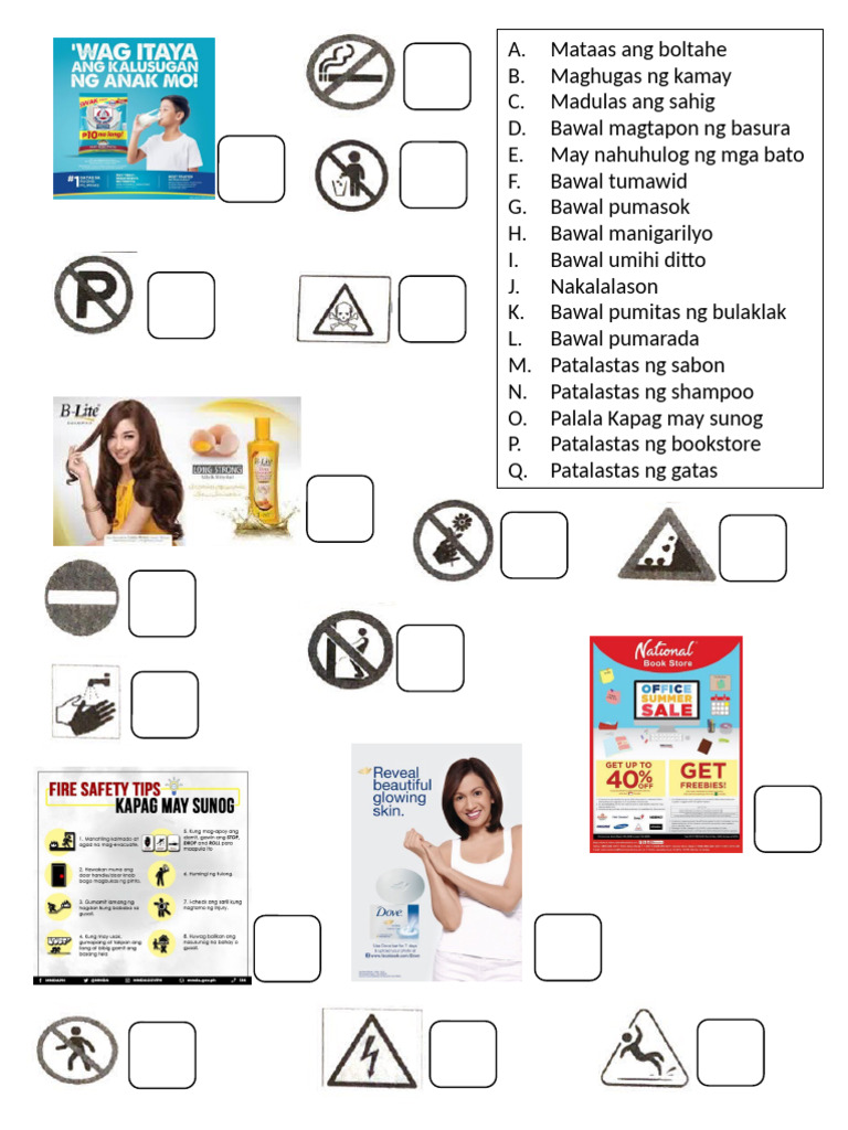 Q3 Fil Patalastas o Babala Worksheet | PDF