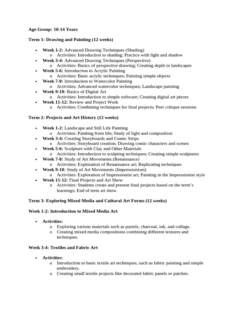 Yearly Lesson Plan 10-14 | PDF