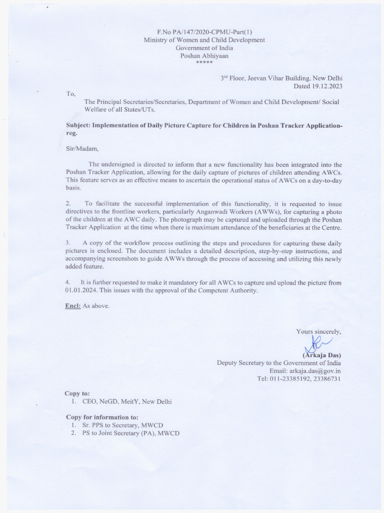 Letter-Implementation of Daily Picture Capture For Children in Poshan ...