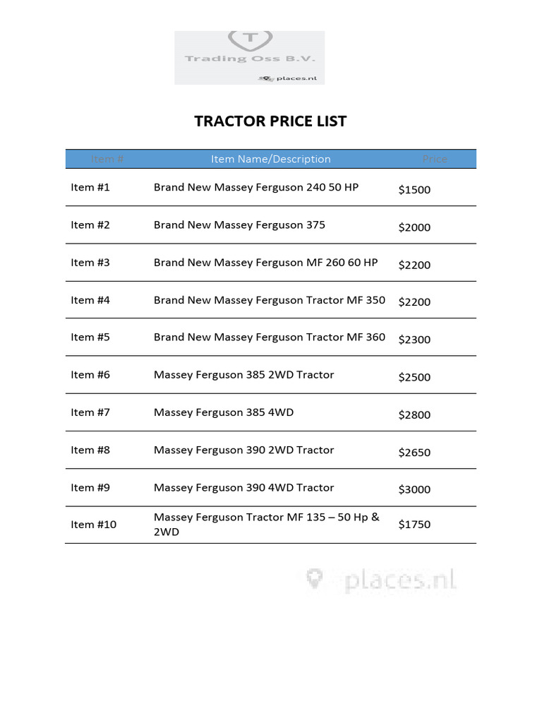 Trading Oss BV Tractors-1 | PDF