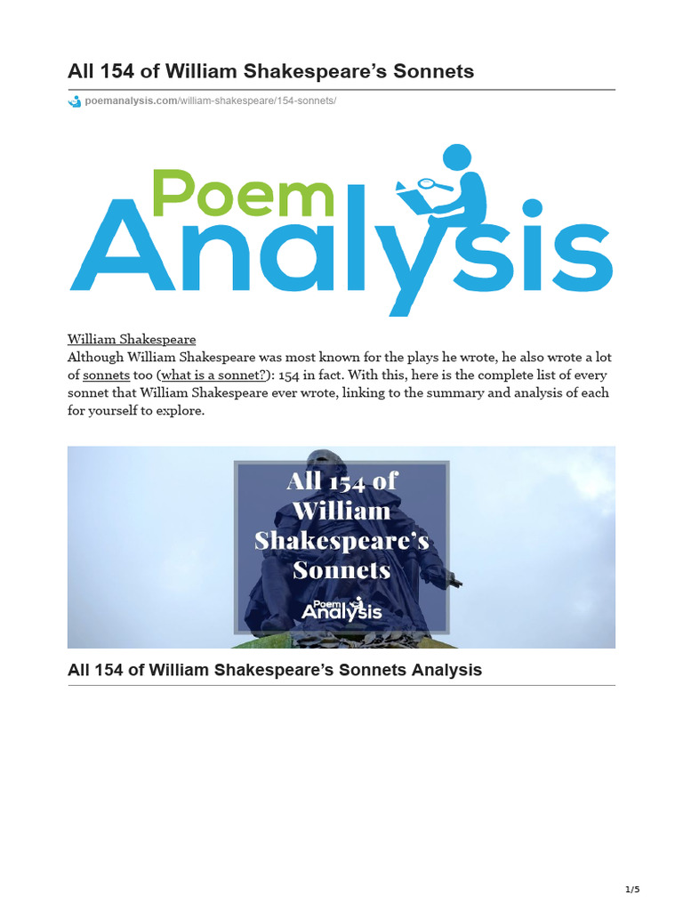 All 154 of William Shakespeares Sonnets | PDF