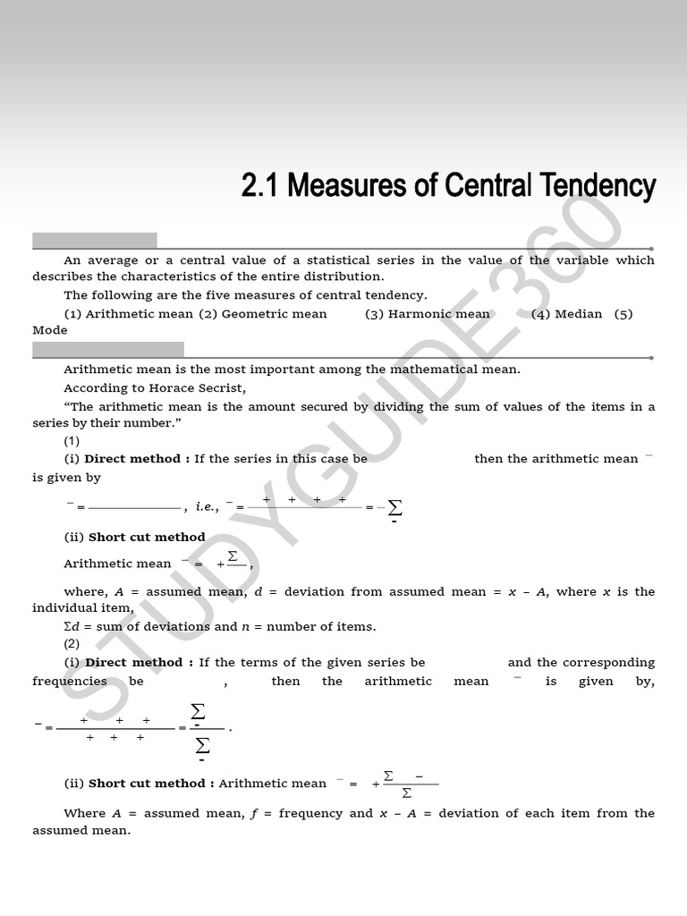 Chapter 32 Measures of Central Tendency | PDF