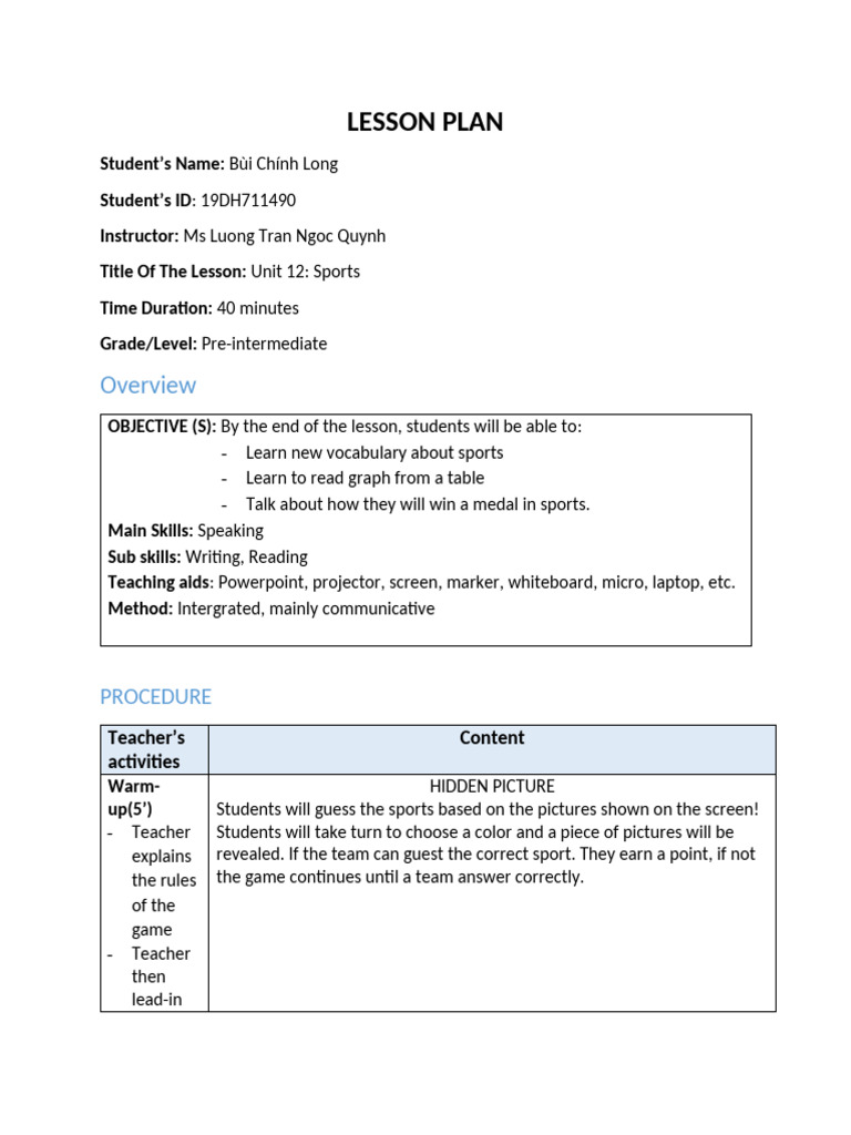 Unit 12 Sports | PDF