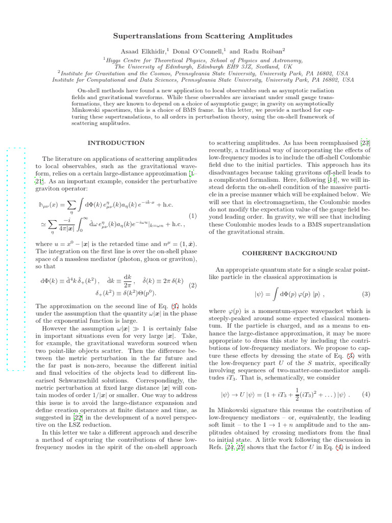 Supertranslations From Scattering Amplitudes | PDF