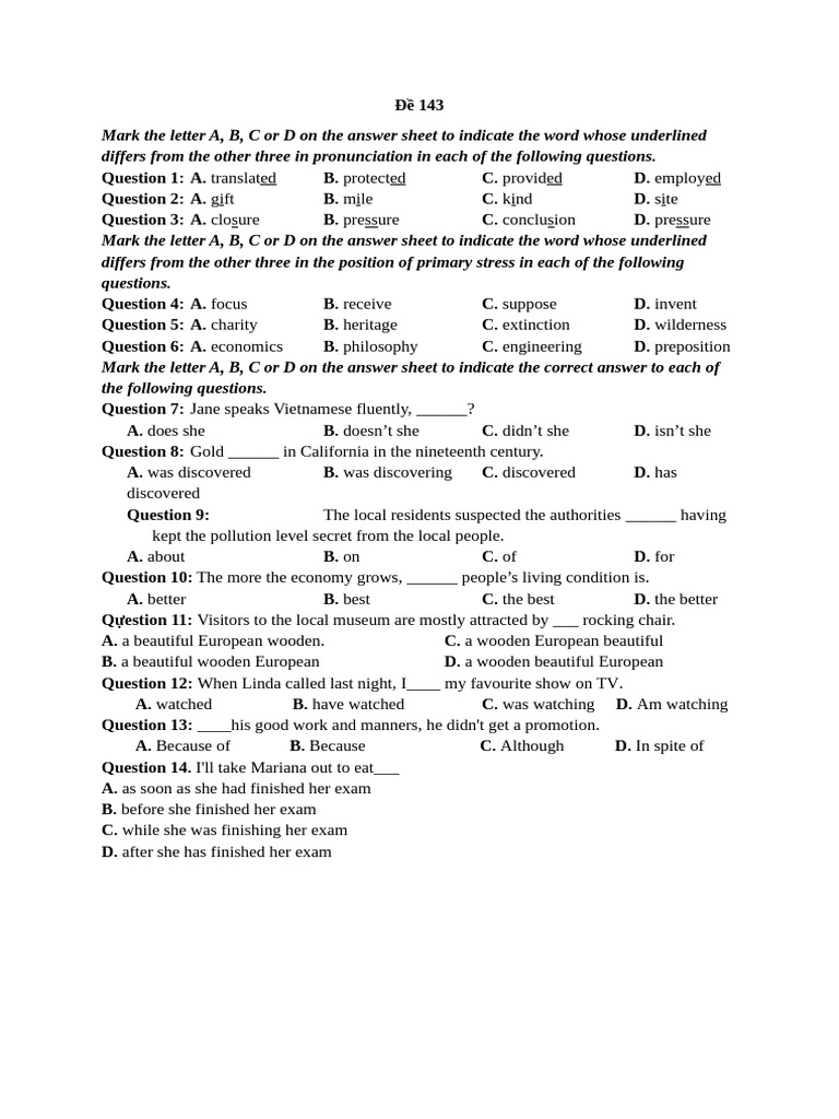 Đề 143 | PDF