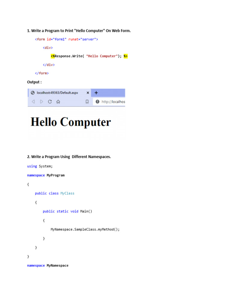 C# Web Forms Programming Guide | PDF | Computing | Teaching Methods & Materials