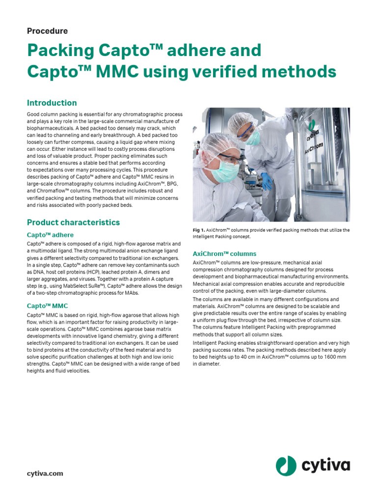 Packing Capto Adhere and Capto MMC Using Verified Methods Procedure ...