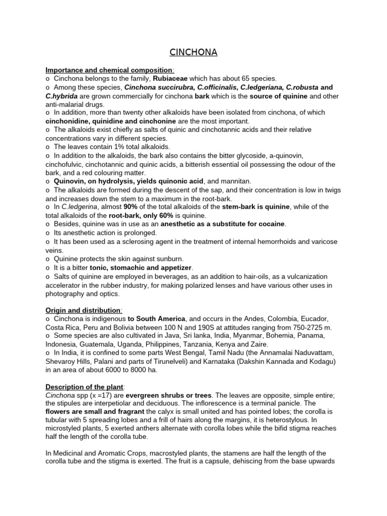 CINCHONA | PDF
