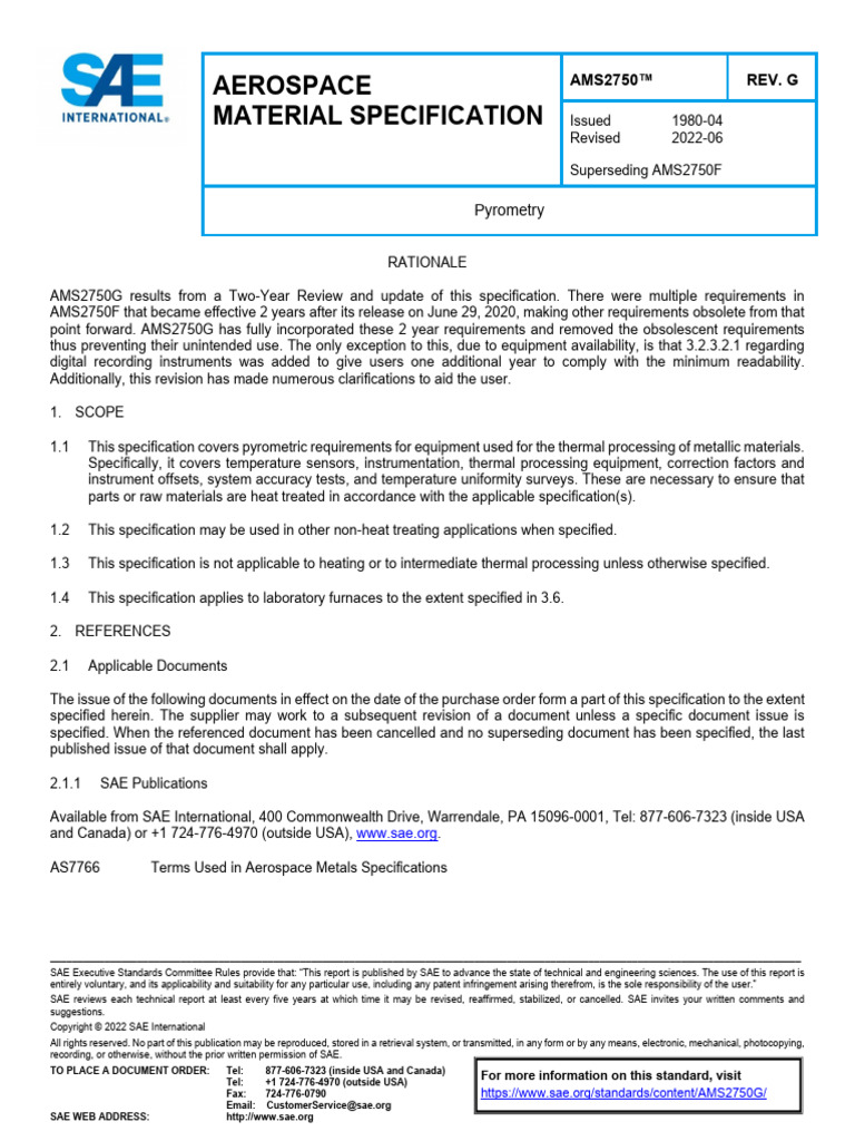 Sae Ams 2750G-2022 | PDF