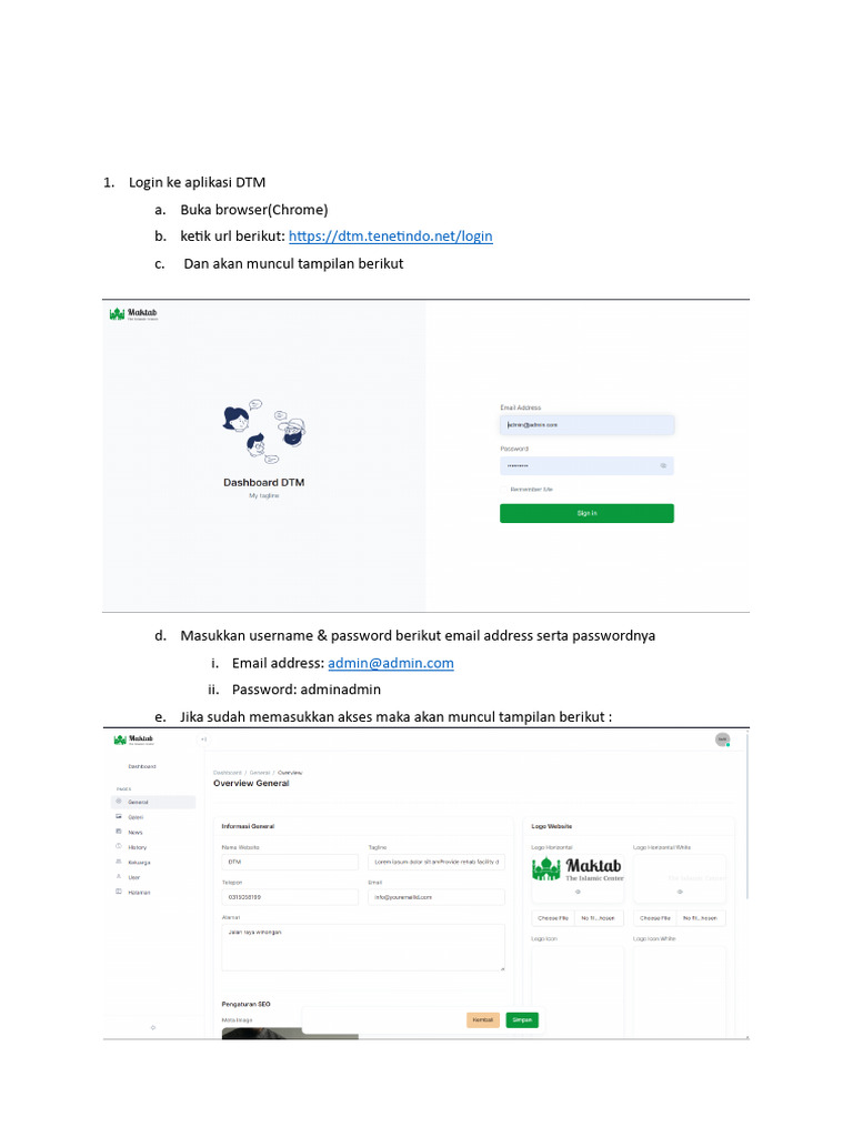 Login Ke Aplikasi DTM | PDF