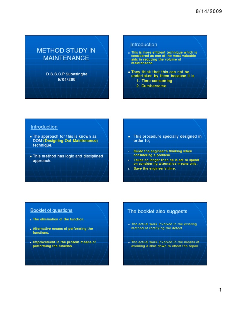 Method Study in Maintenance | PDF | Business