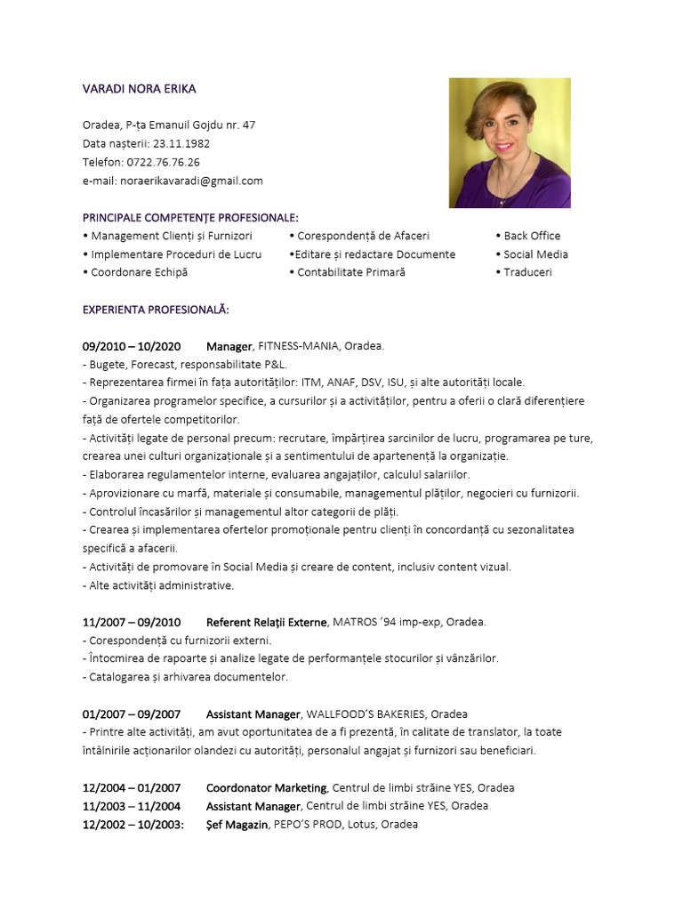CV Nora-Erika Varadi | PDF