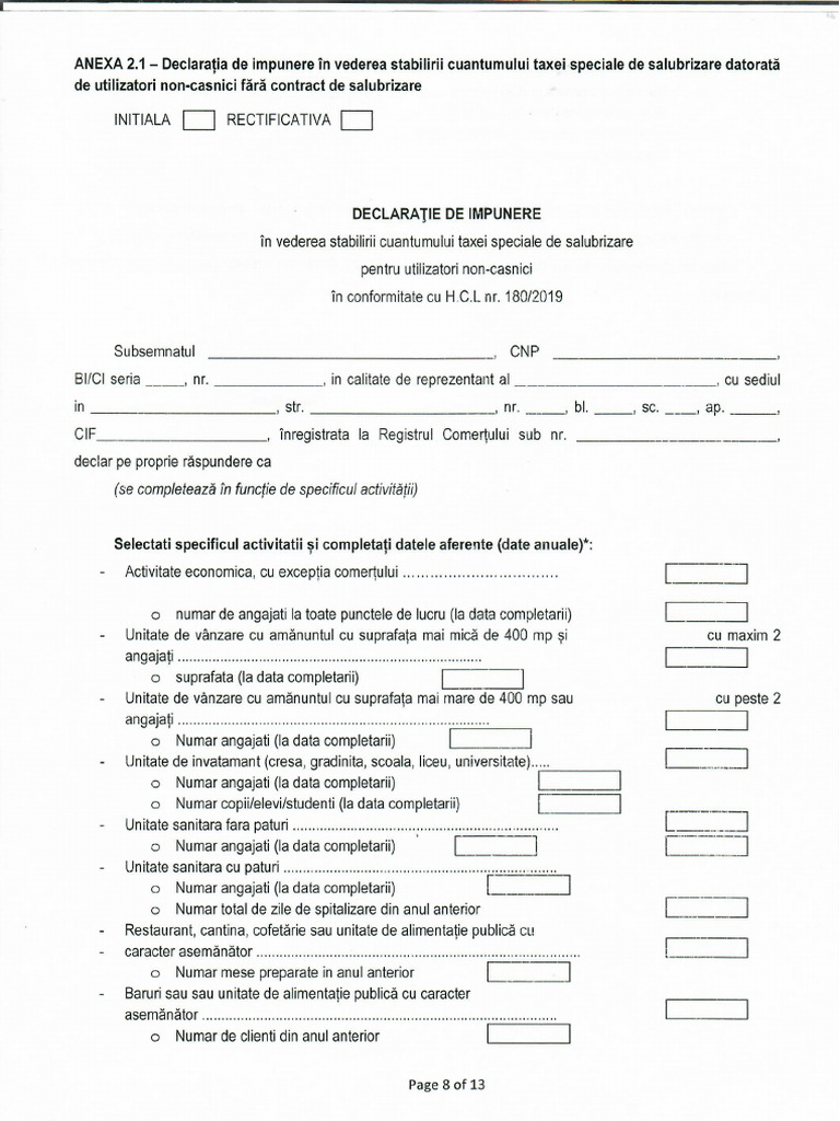 Declaratie Taxa Salubrizare - Model | PDF