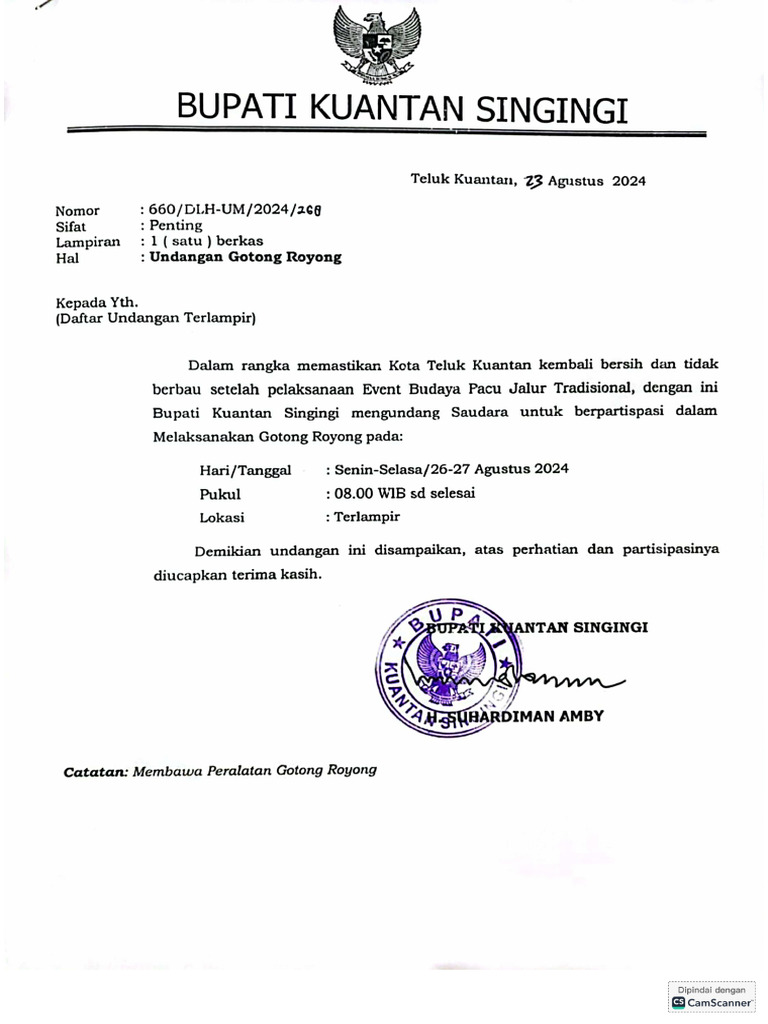 Undangan Goro Pasca Pacu Jalur 2024 | PDF