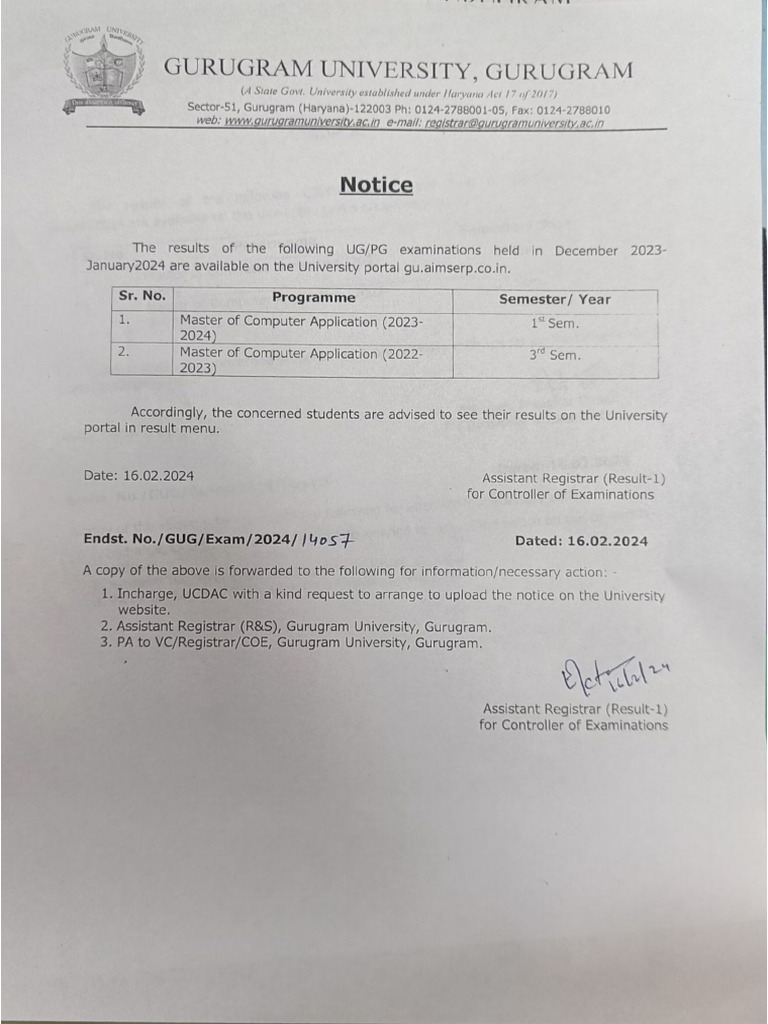 Result MCA 1st Sem. and 3rd Sem. | PDF