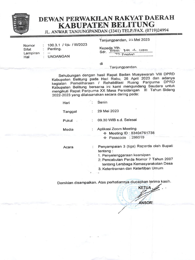 DPRD Kabupaten Belitung | PDF