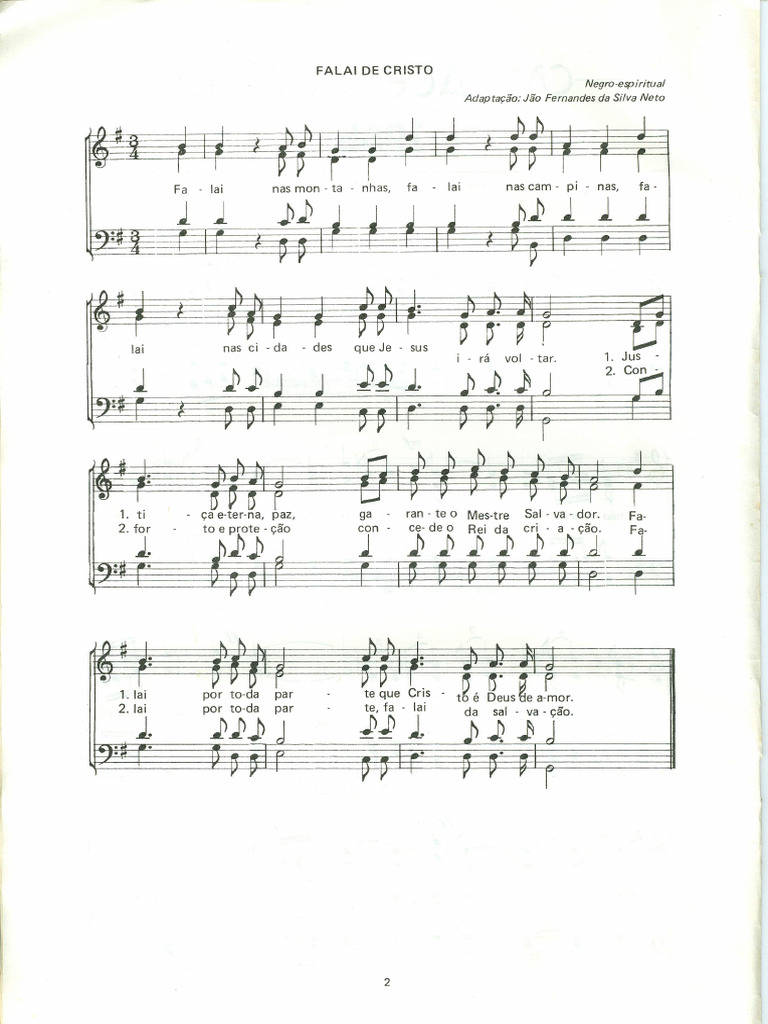 Falai de Cristo Partitura Cantate Domino | PDF