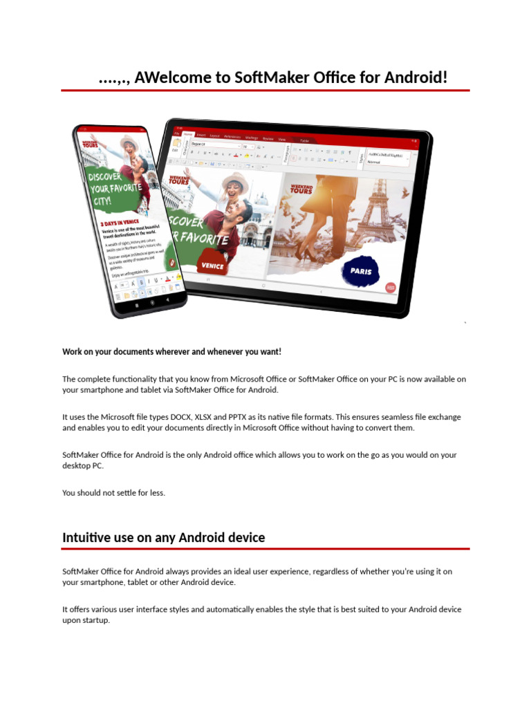 Welcome to SoftMaker Office for Android | PDF