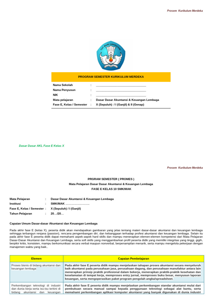 Program Semester - AKL | PDF