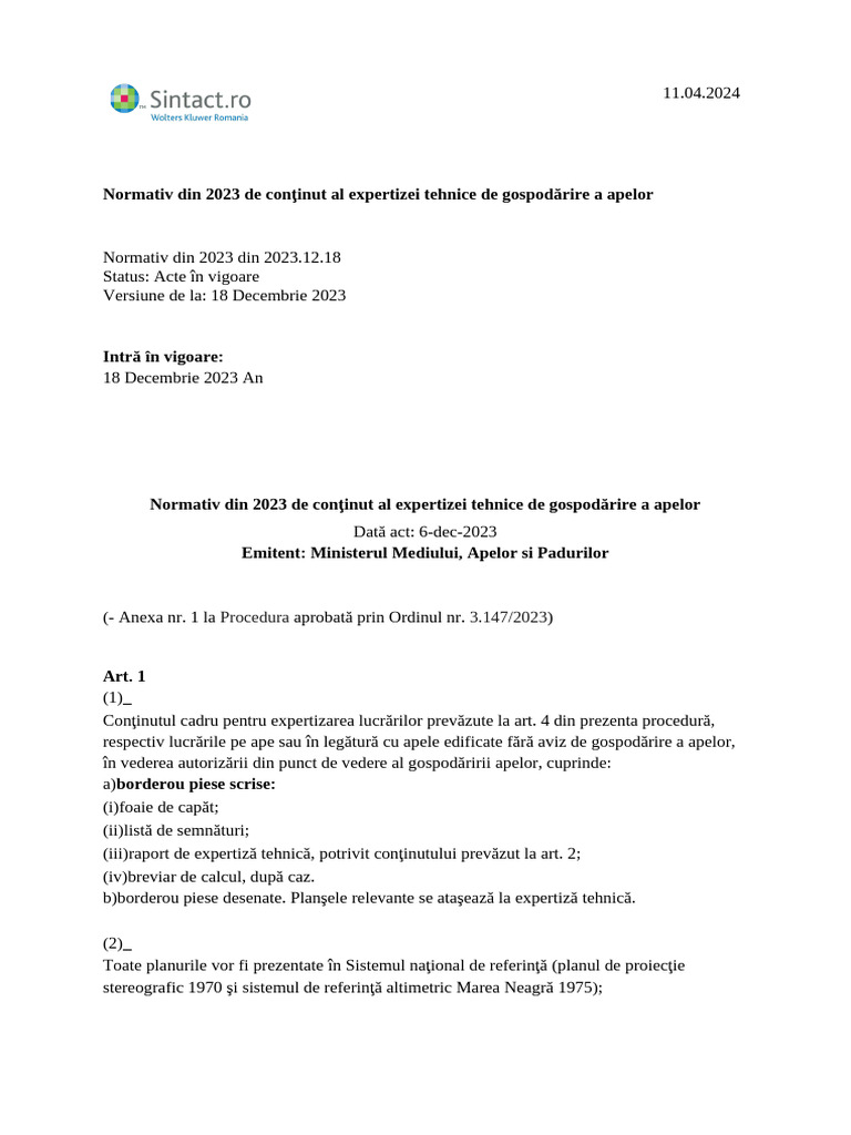 Sintact Normativ Din 2023 de Continut Al | PDF