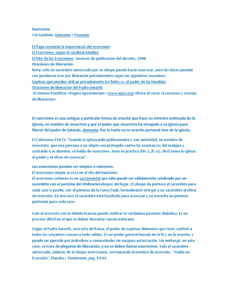 Guía sobre el Exorcismo en la Iglesia | PDF | Exorcismo | Demonios