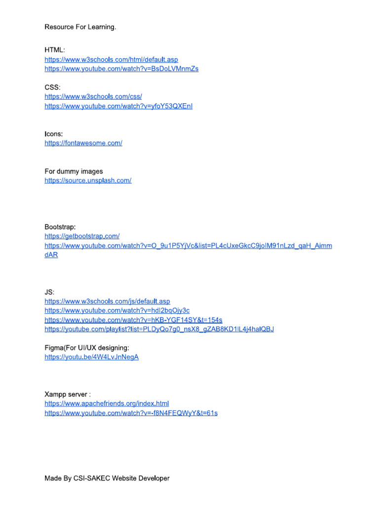 Resource for Learning Web Development | PDF