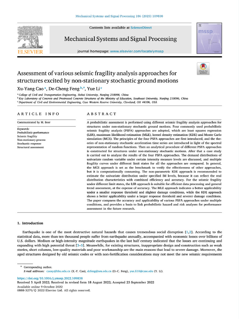 Assessment of various seismic fragility analysis approaches for structures excited by non ...