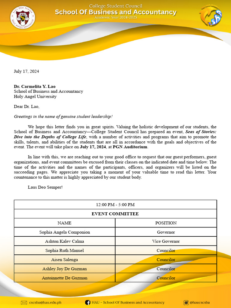 SBA Excuse Letter | PDF