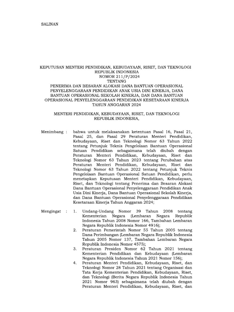 SK BOP Kinerja 2024 | PDF