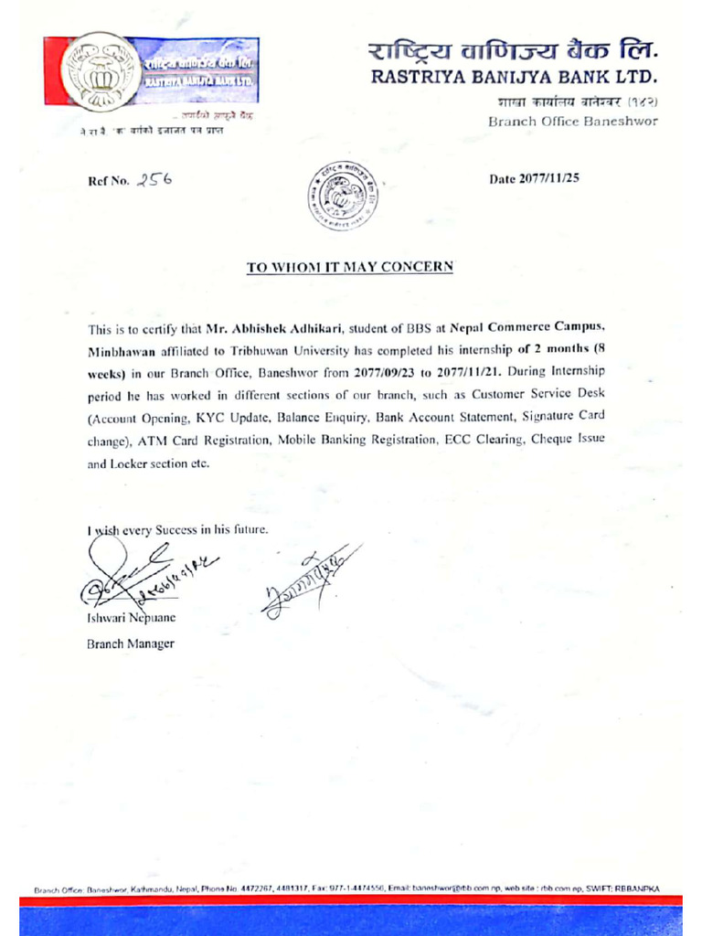 Work Experience Letter | PDF