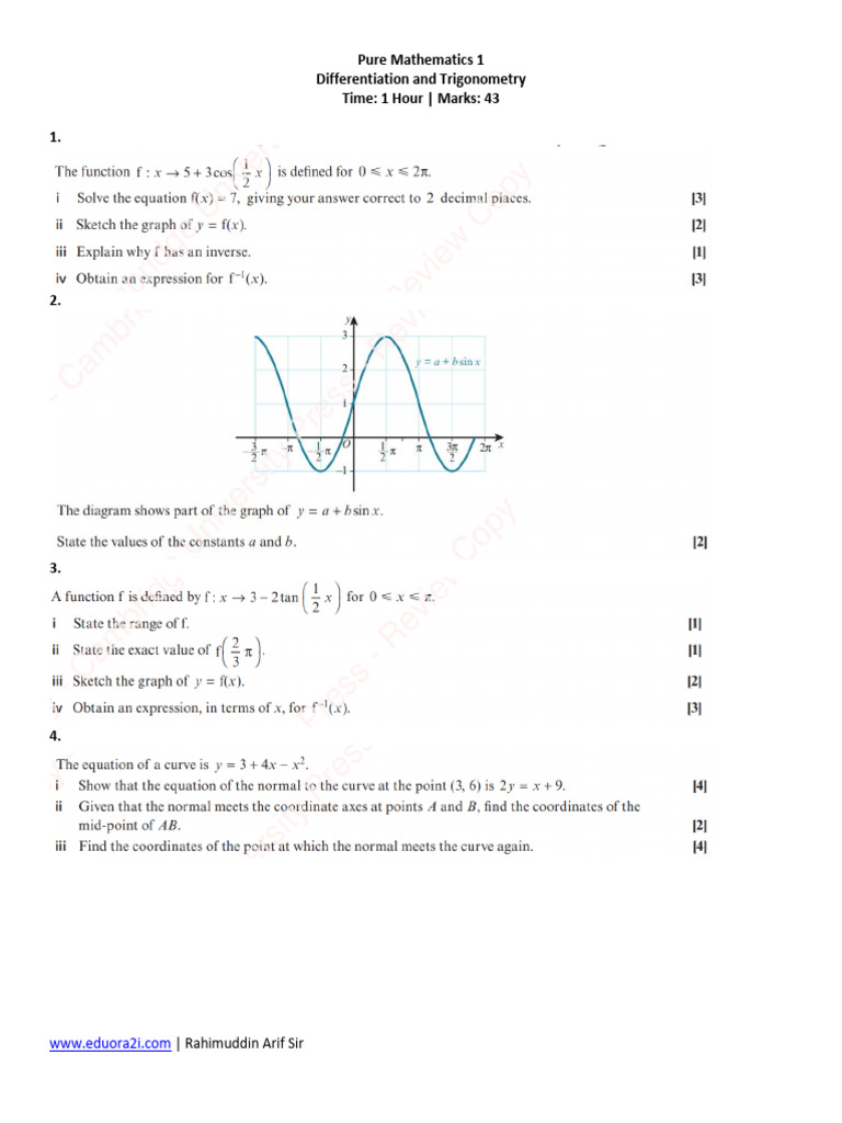 P1 Trigonometry Differentiation MS | PDF