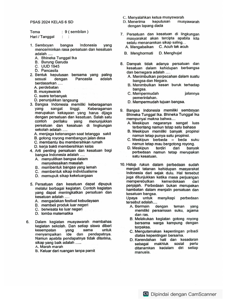 Psas 2 Tema 9 Kelas 6 | PDF