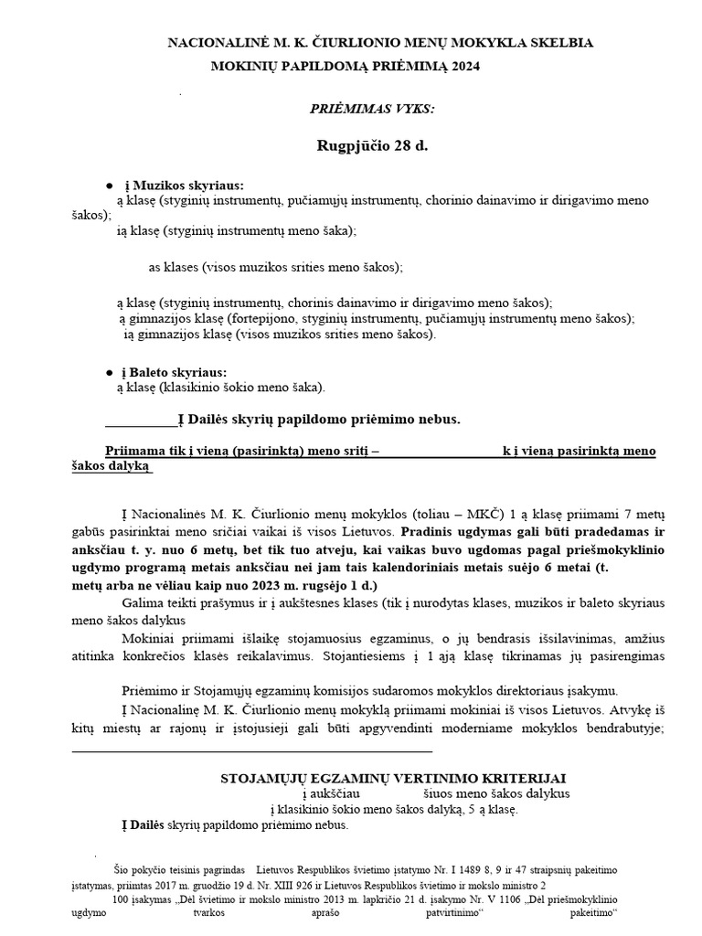 Informacija Apie Papild Priemima I NCMM 20240812 | PDF