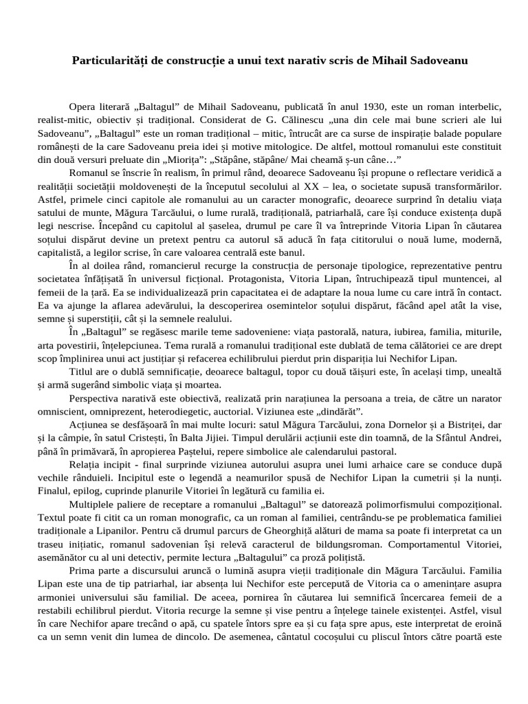 Baltagul - Roman | PDF