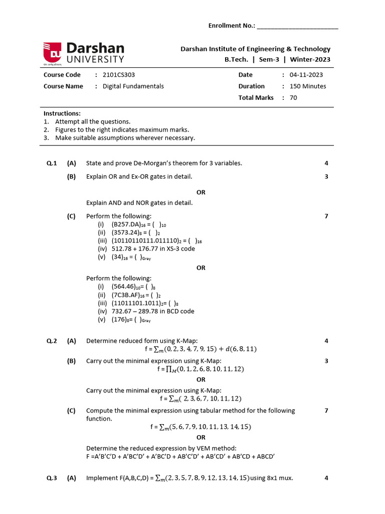 2101CS303 150 Question Paper | PDF